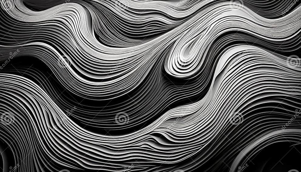 Black and White Abstract Pattern of Topographic Contour Lines Creating ...