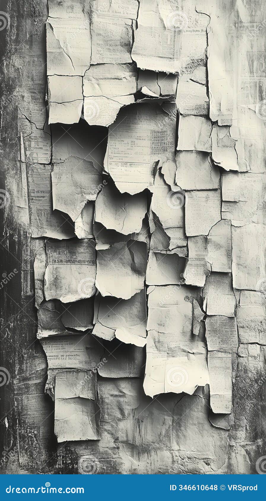 Black and White Abstract Peeling Paper Wall Texture Stock Photo - Image ...