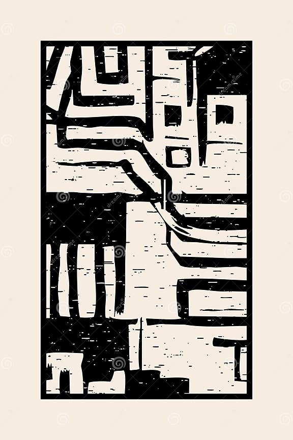 Black and White Abstract Printable Poster Stock Illustration ...