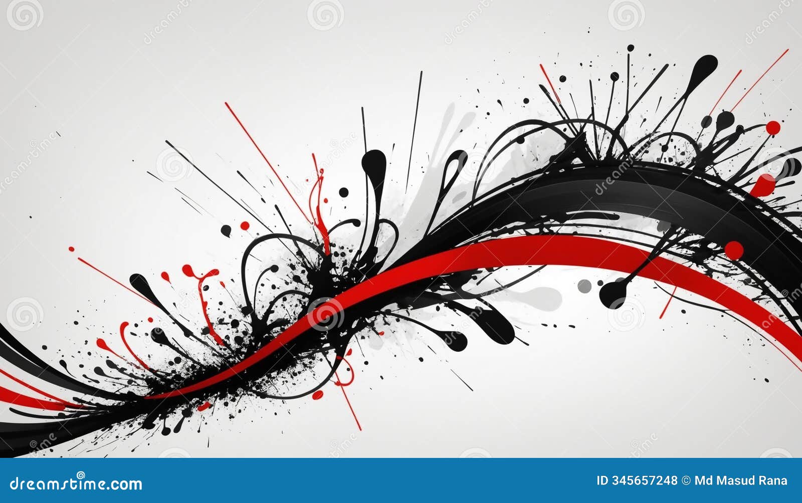 Black White Abstract with Red Line Splashes Background. AI Stock ...