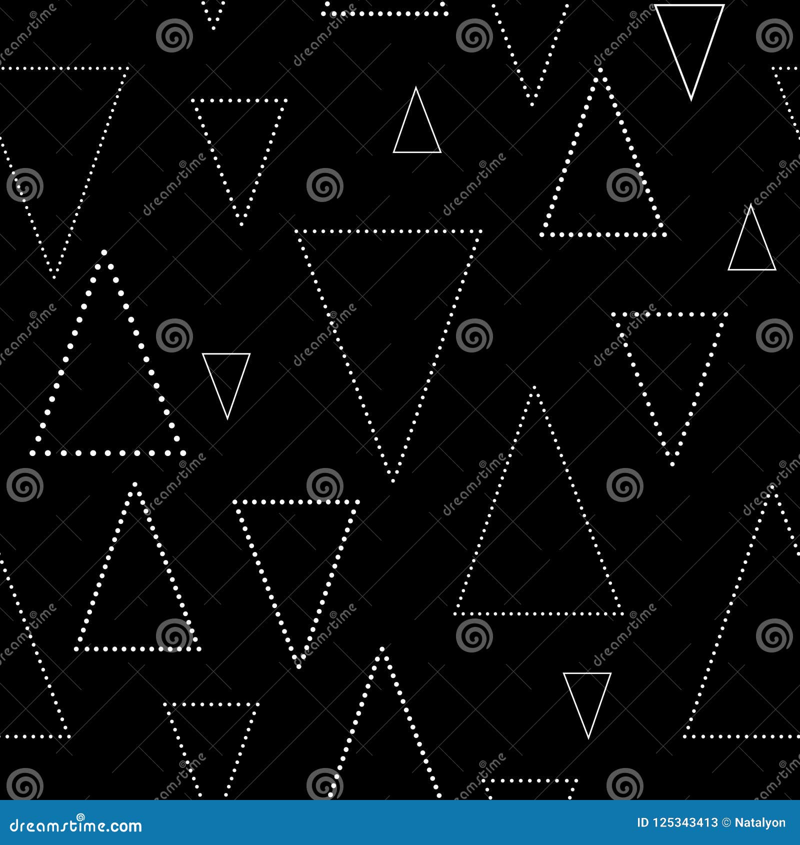 Black and White Abstract Simple Doted Triangles Geometric Seamless ...