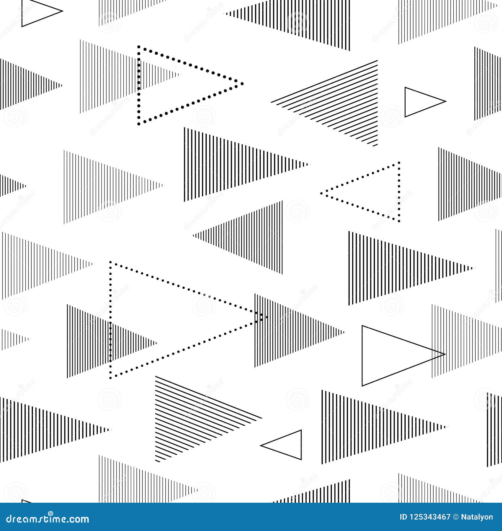 Black and White Abstract Simple Striped and Doted Triangles Geometric ...