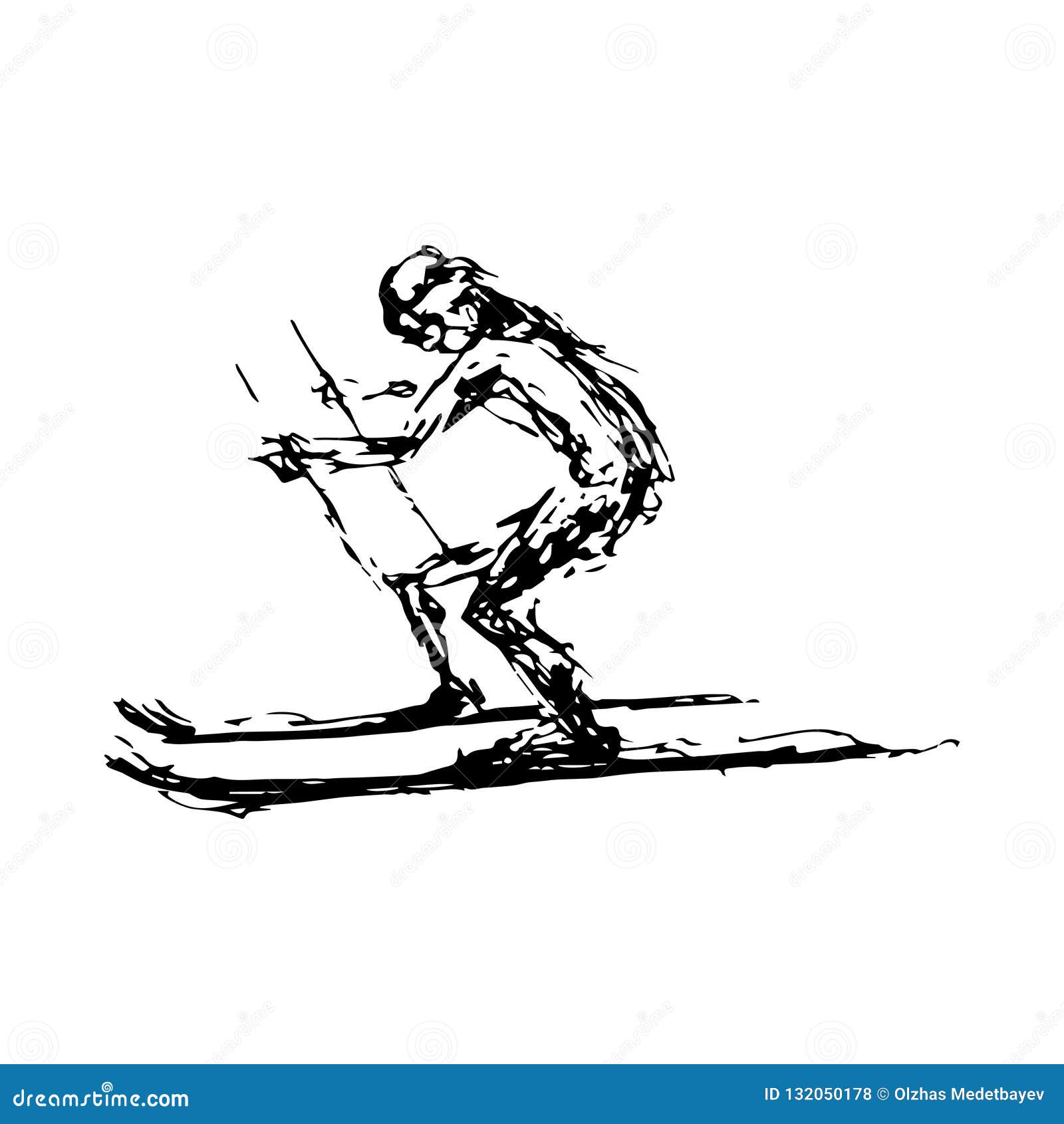 Abstract Hand Drawing of a Skiing Man. Stock Vector - Illustration of ...