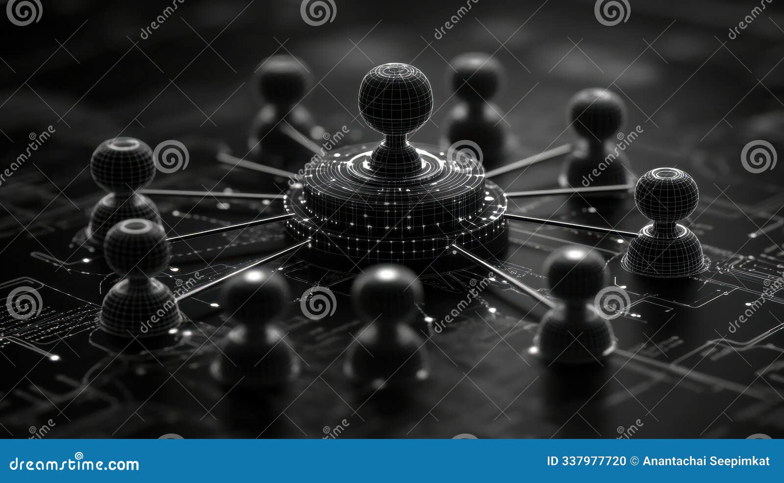 Black and White Abstract Visualization of a Network, Featuring ...