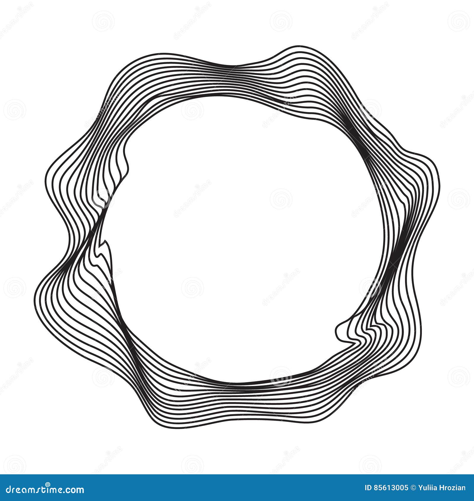 Black and White Abstract Wavy Circle Template. Stock Vector ...