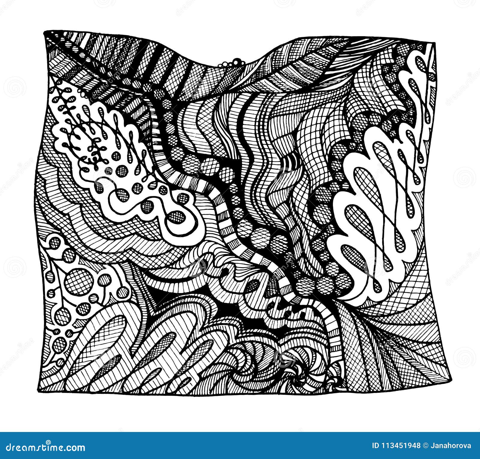 Abstract Black and White Zentangle Stock Vector - Illustration of page ...