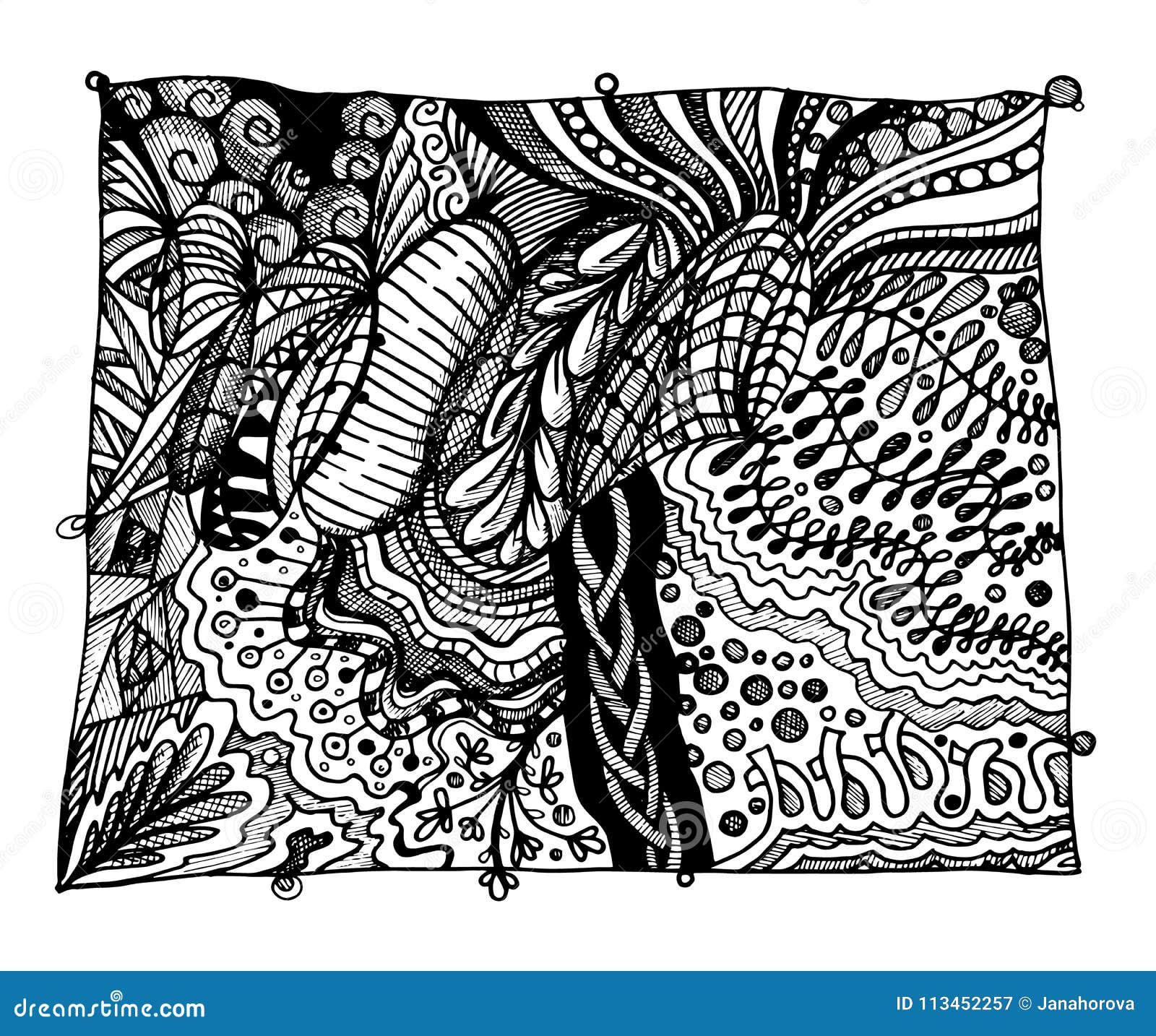Abstract Black and White Zentangle Stock Vector - Illustration of ...