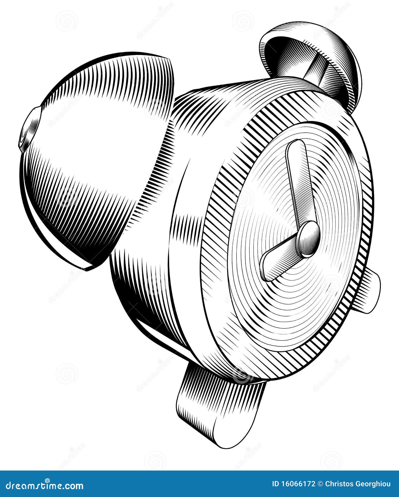 Black and White Alarm Clock Stock Vector - Illustration of time, drawn ...