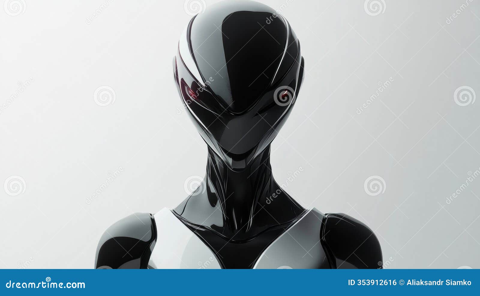 A Black and White Alien with Red Eyes Stock Illustration - Illustration ...