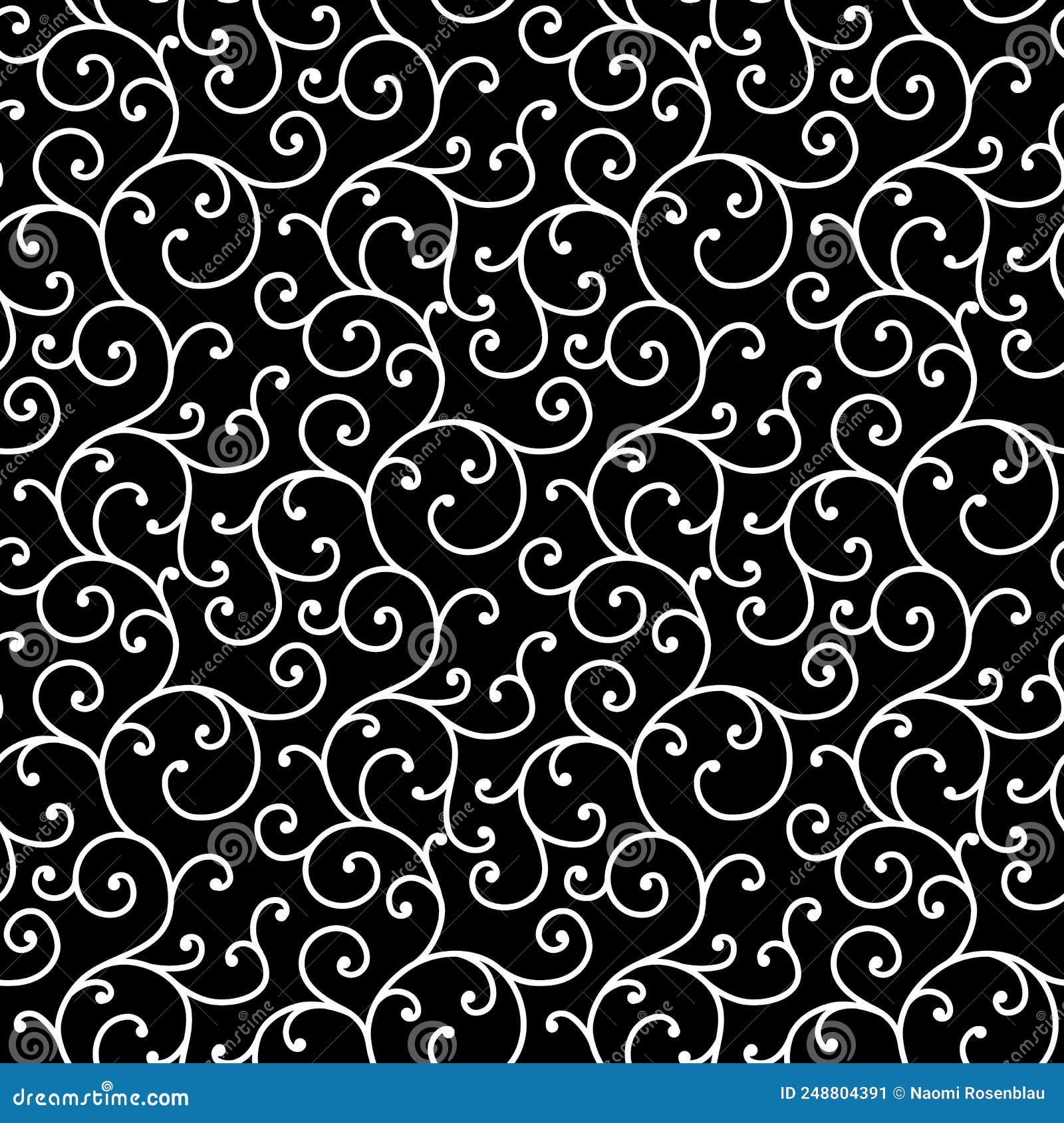 Black and White Allover Seamless Scroll Design Stock Illustration ...