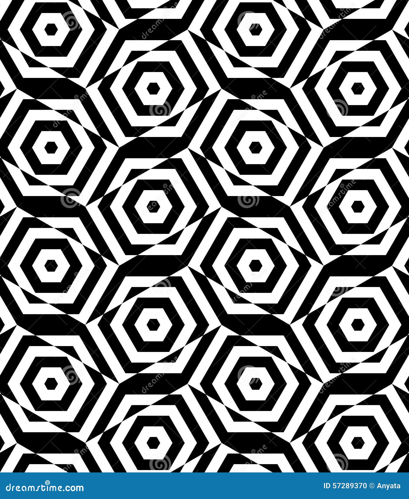 Black and White Alternating Rectangles Cut through Hexagons Stock ...