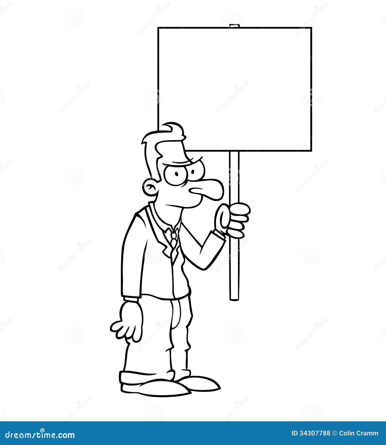 Black and White Angry Business Man with Sign Stock Vector ...