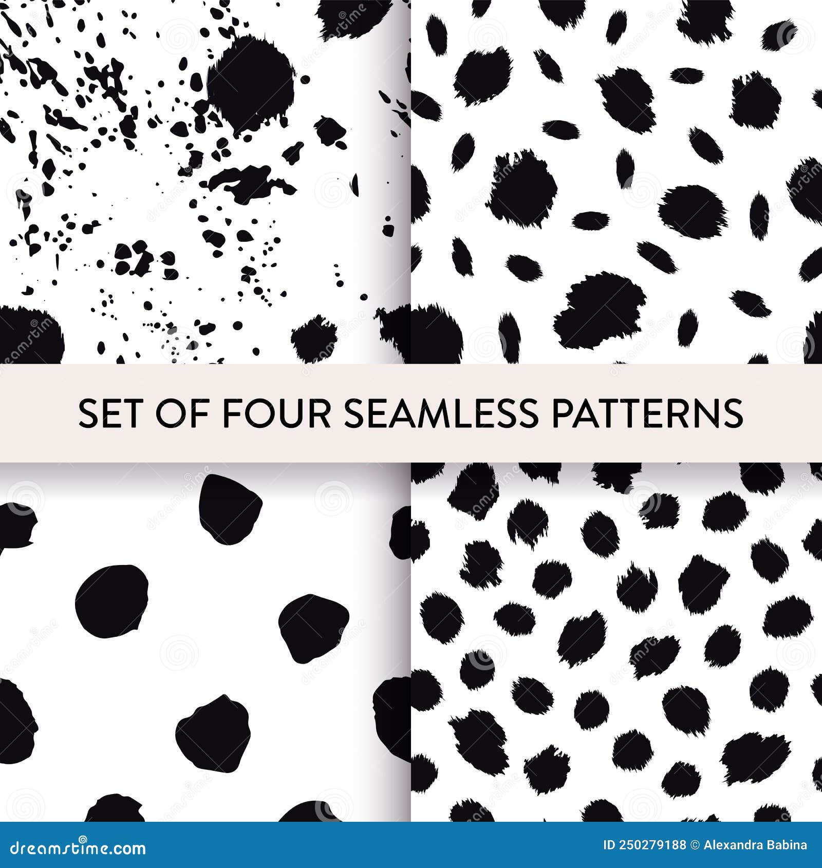 Black and White Animal Fur Repeat Pattern Set Stock Vector ...
