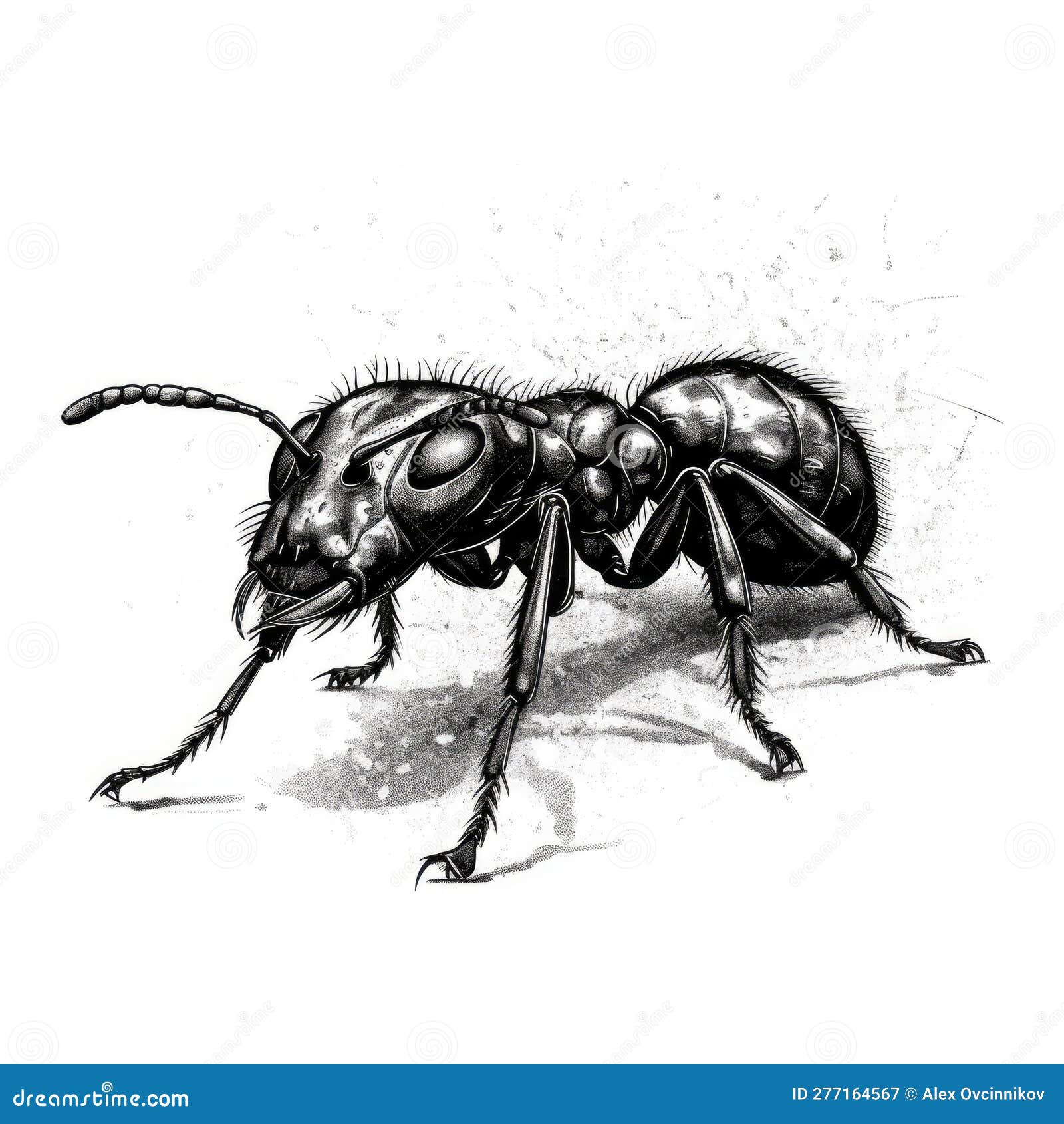 Black and White Ant on 2D Surface for Creative Projects. Stock ...