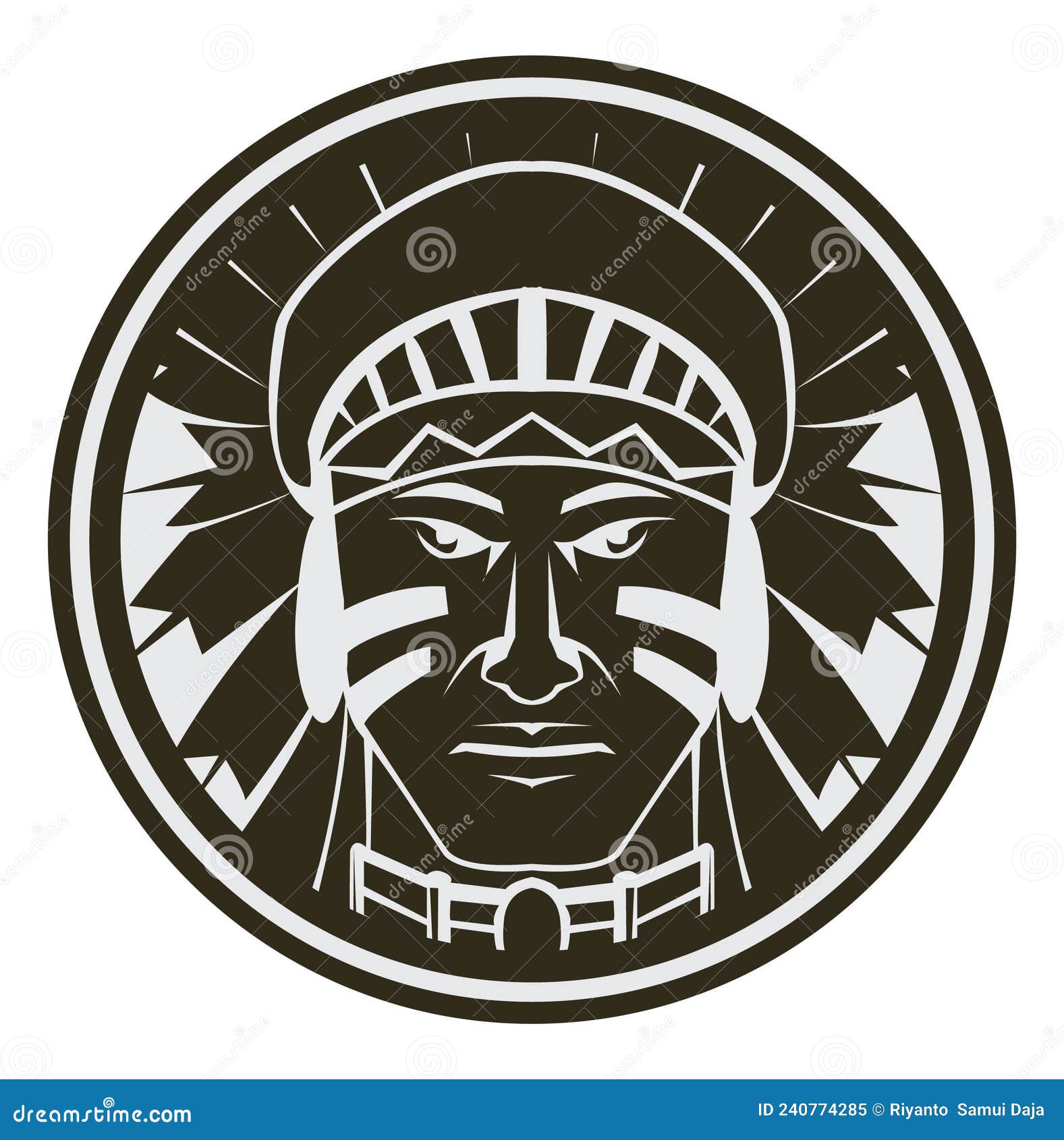 Black and White Apache Head Symbol Illustration Stock Vector ...