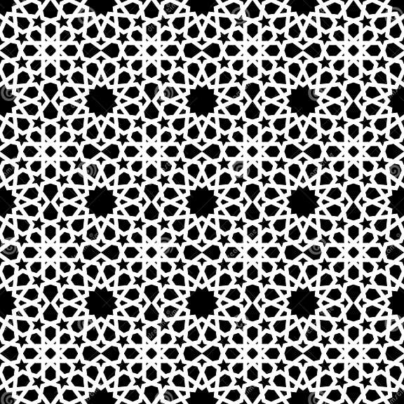 Black and White Arabic Geometric Seamless Pattern, Vector. Stock Vector ...