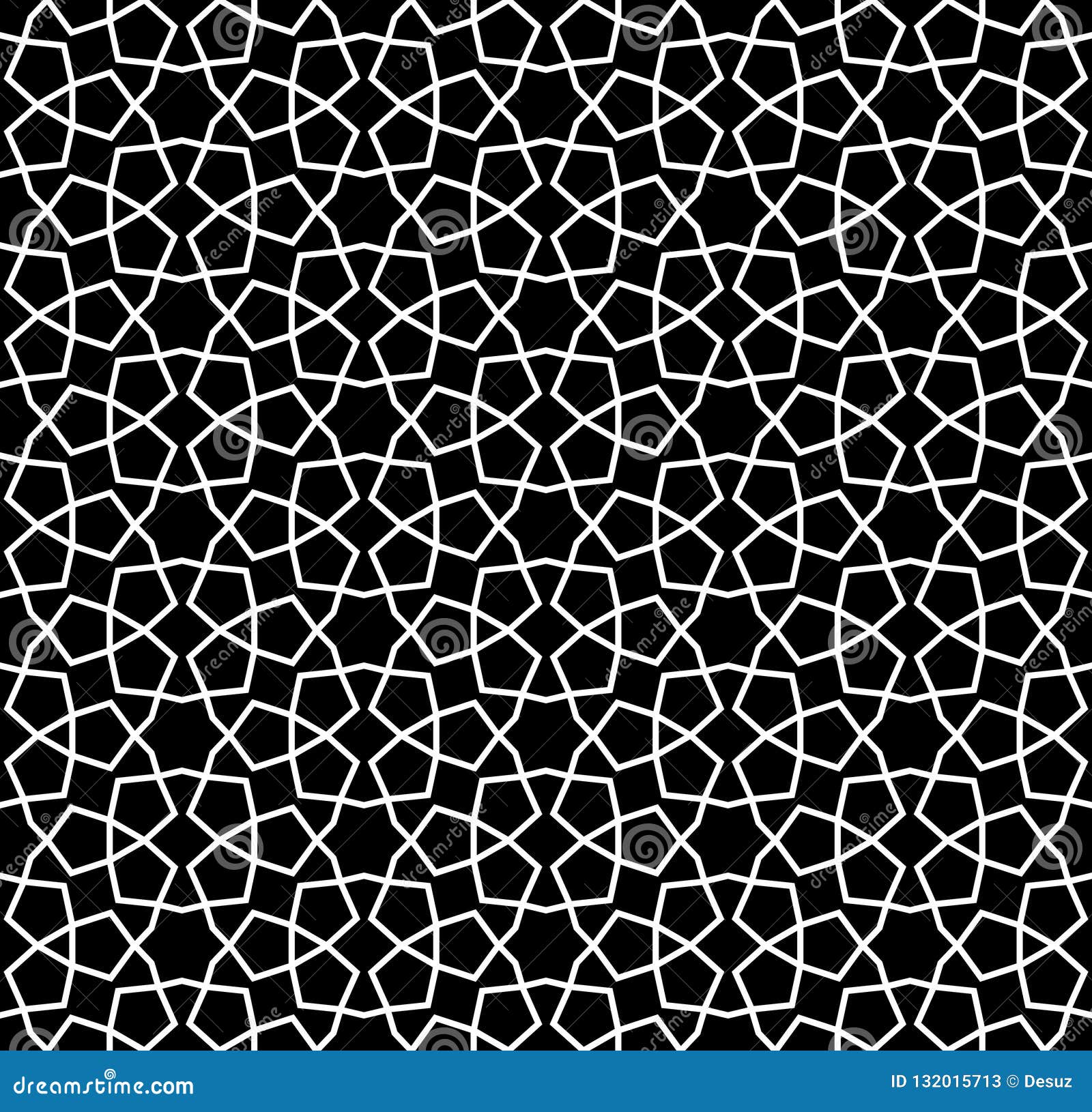 Black and White Arabic Geometric Seamless Pattern, Vector. Stock Vector ...