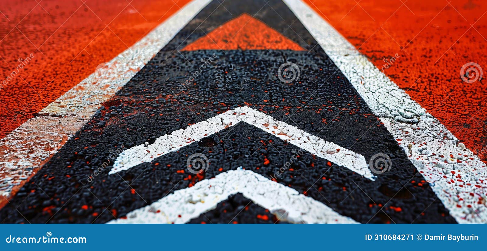 A Black and White Arrow Triangle on the Asphalt Road Stock Image ...