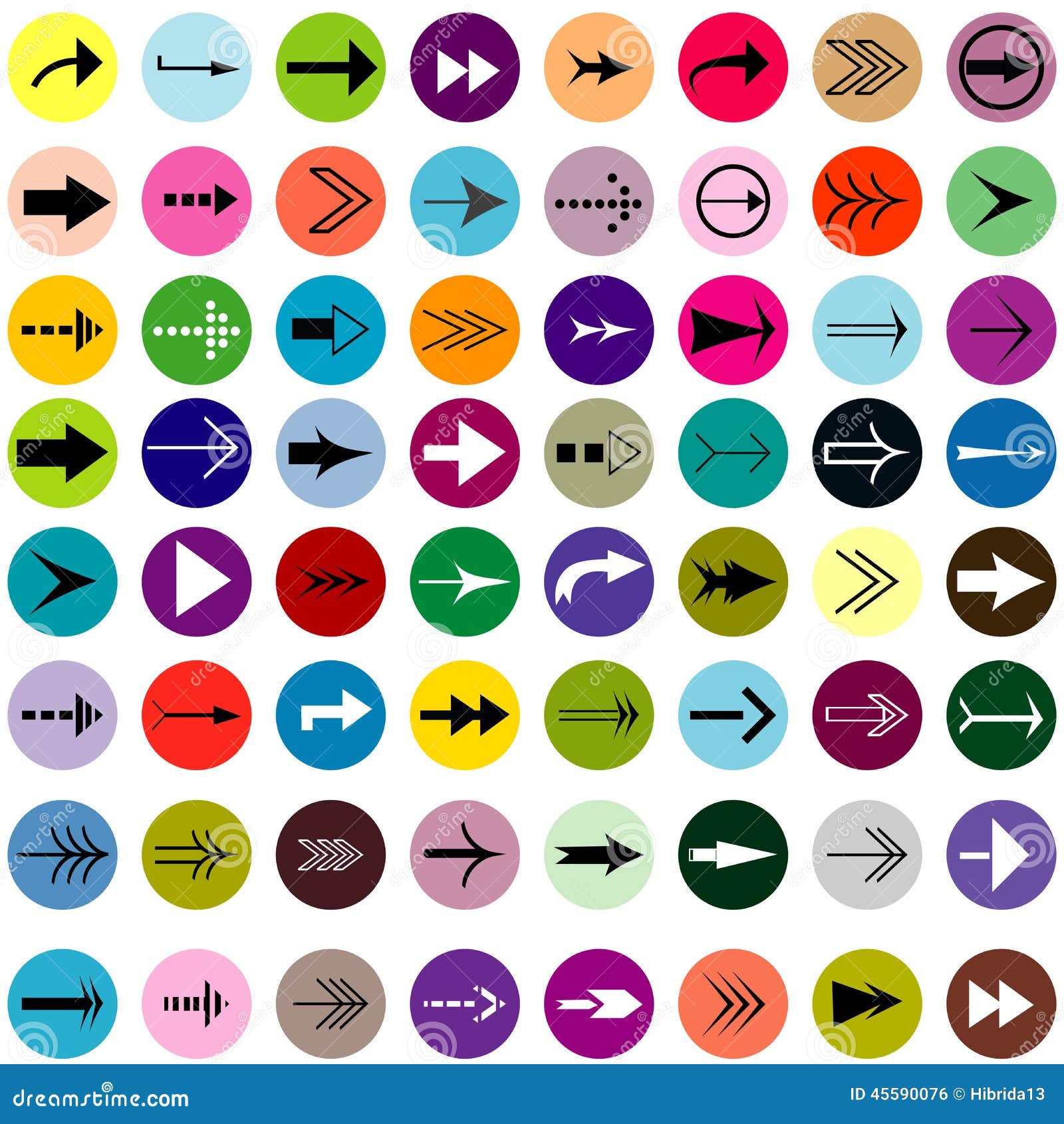 Black and White Arrows Set on Colored Circles Stock Vector ...