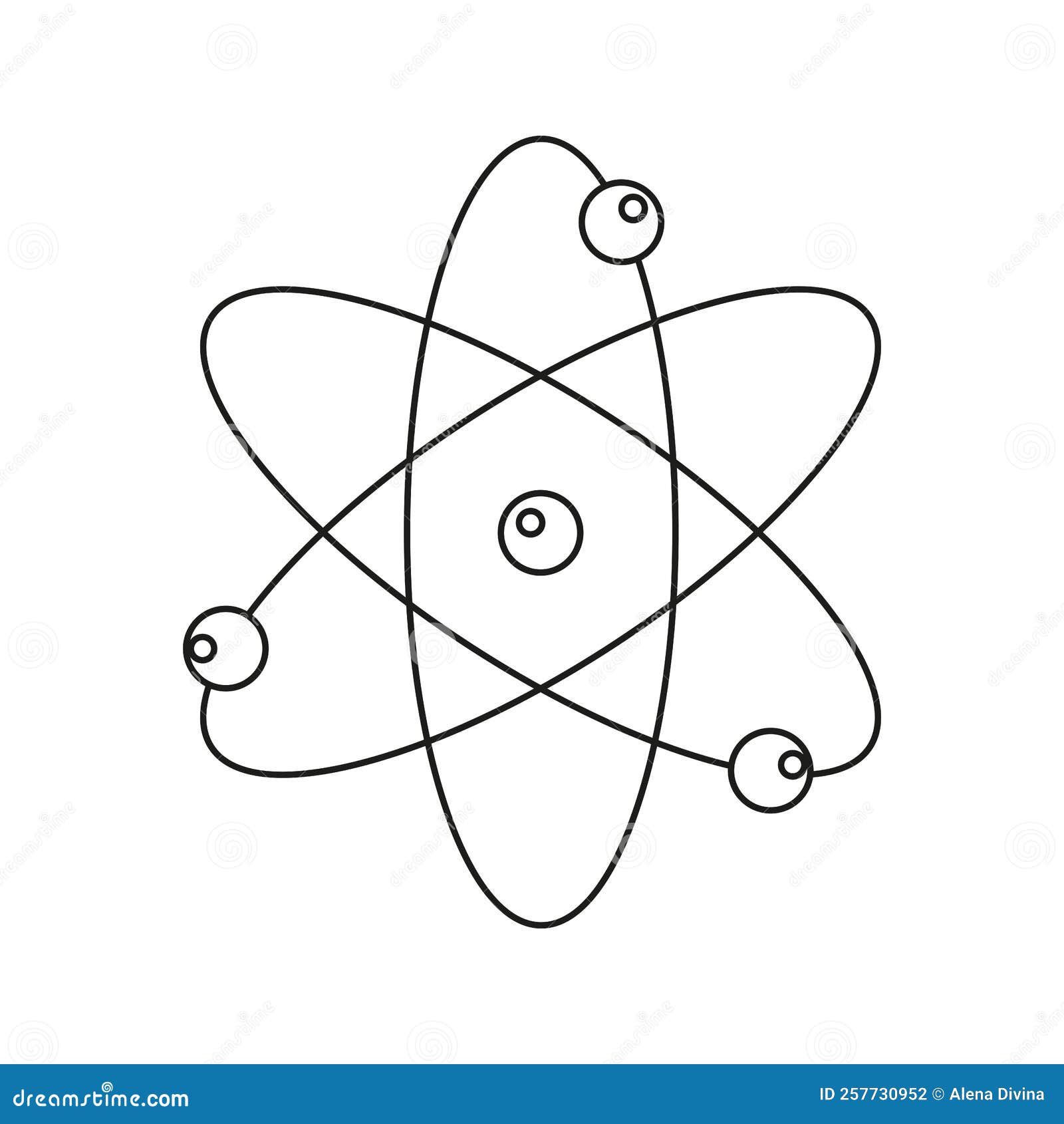 Black and white atom-01 stock vector. Illustration of outline - 257730952