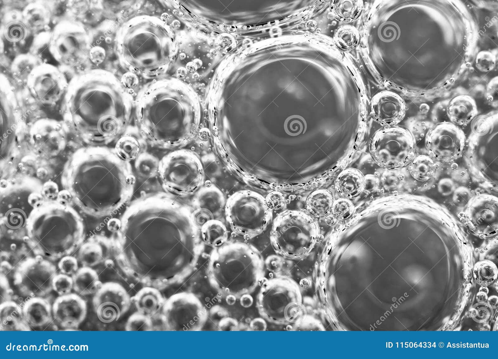 Black-and-white Background with Big and Small Grey Bubbles Inside a ...