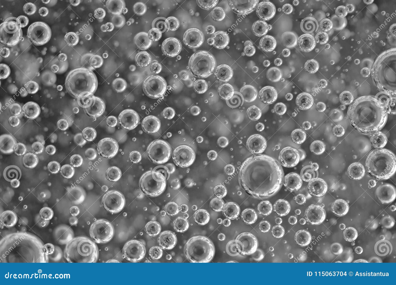 Black-and-white Background with Big and Small Grey Bubbles Inside a ...