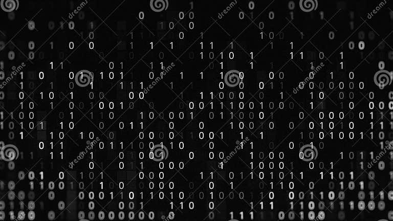 Black and White Background with Code Zero and One. Animation. Binary ...