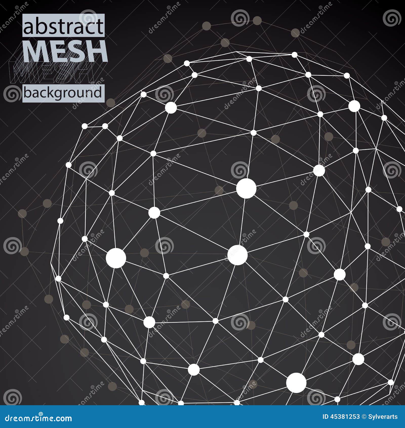 Black and White Background with 3D Abstract Object Stock Vector ...