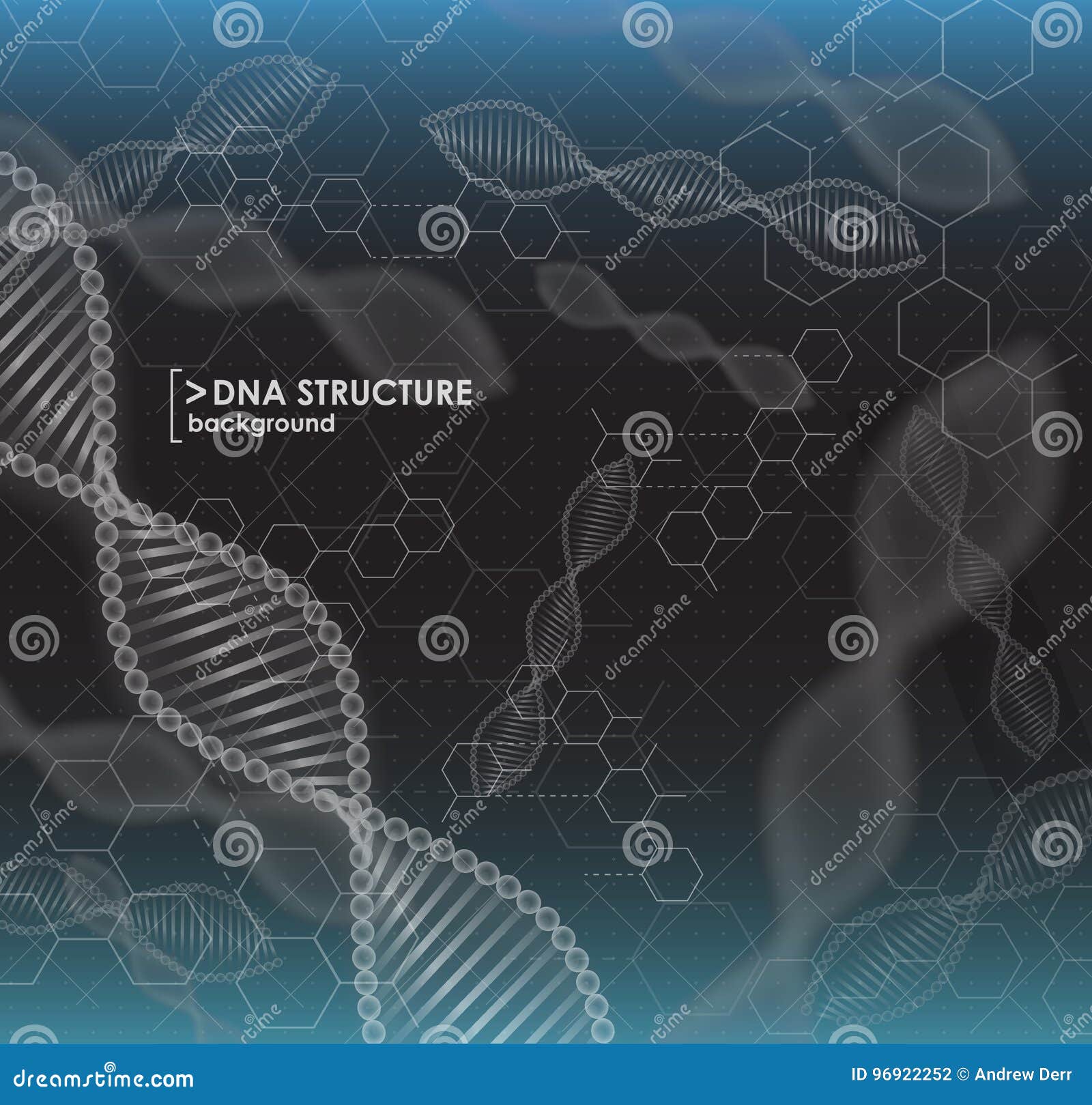 Black and White Background DNA Structure Stock Vector - Illustration of ...