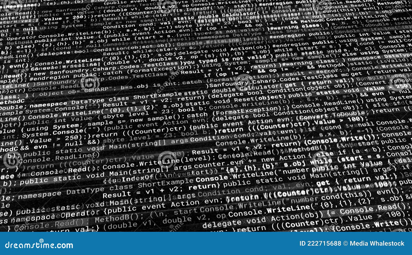 Black and White Background from Program Text. Animation Stock ...