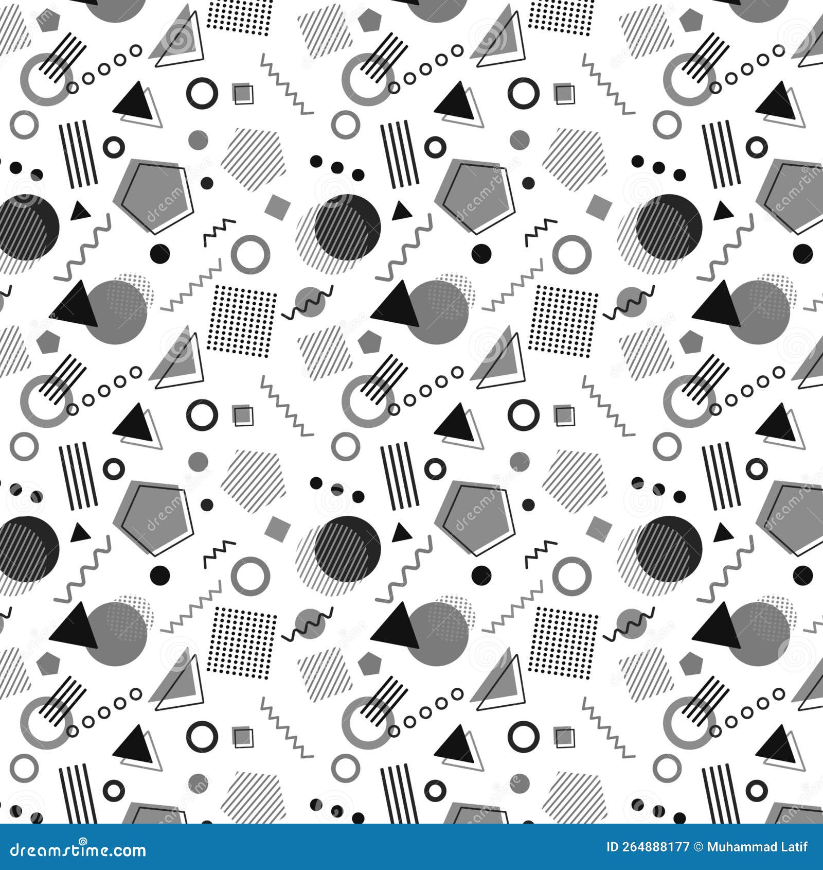 Black and White Seamless Pattern with Square,hexagon, Triangel Pattern ...
