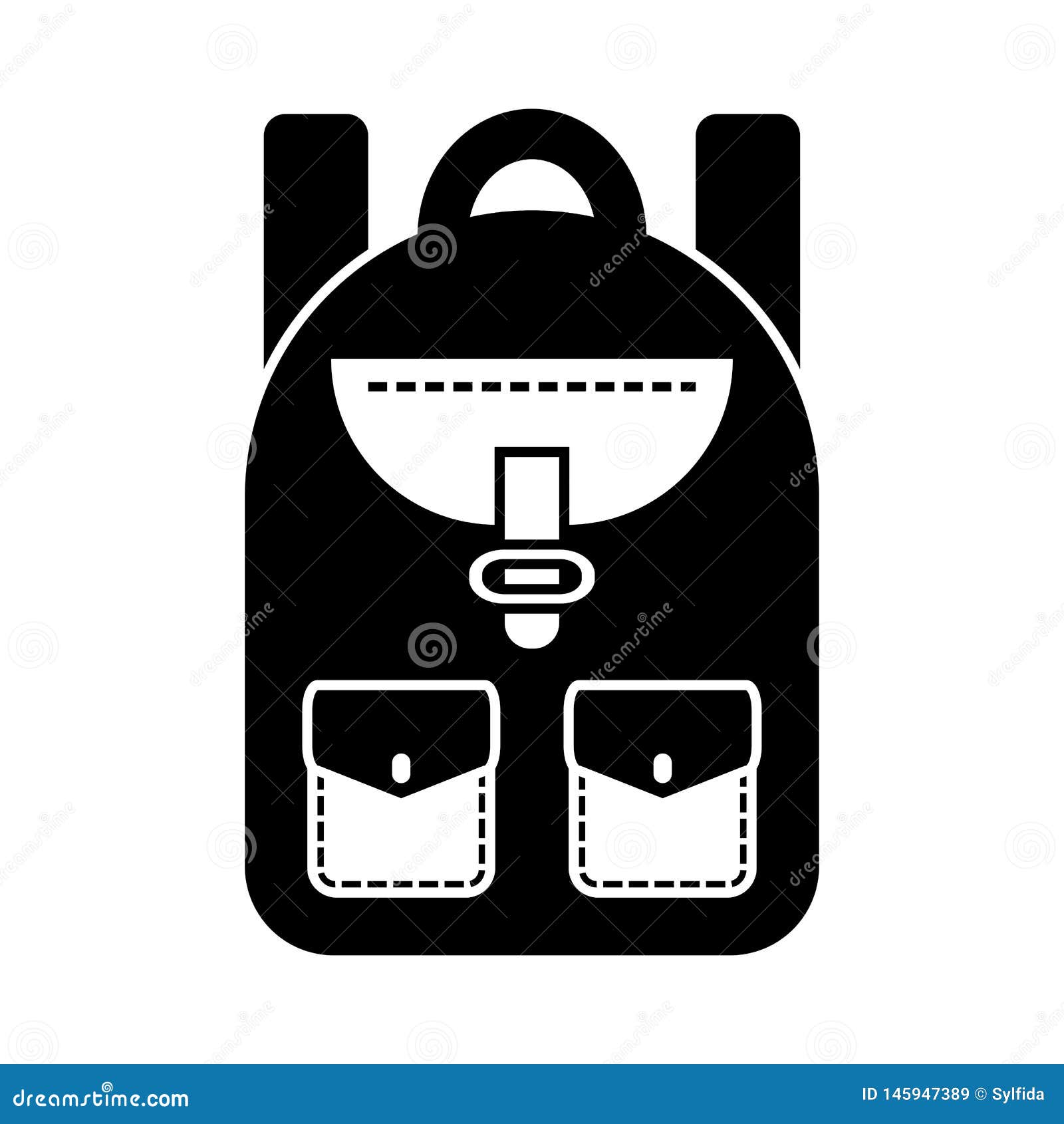Black and White Backpack, Vector Illustration Stock Illustration ...