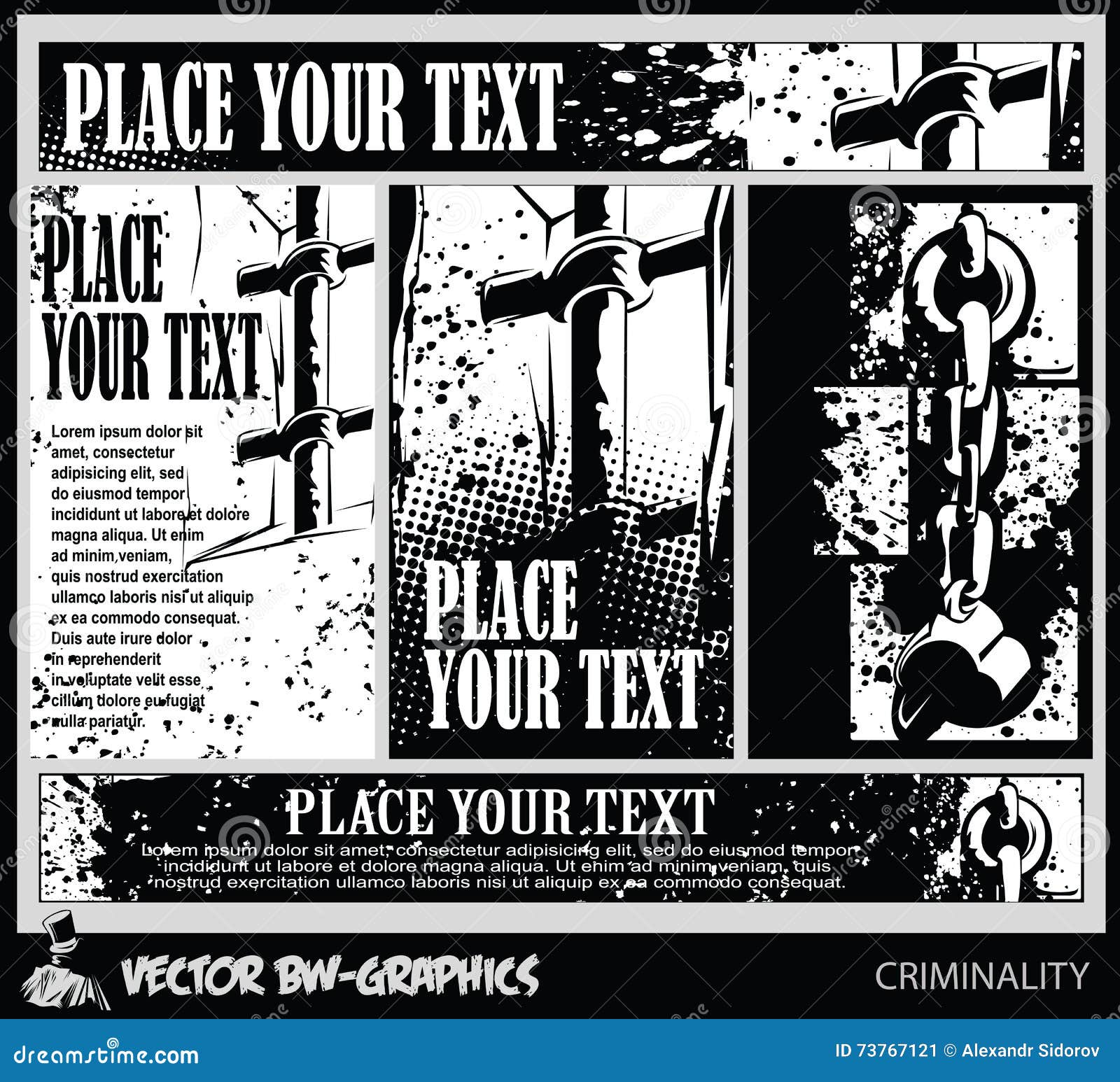 Black and White Banner. Shackles and Lattice Prison Stock Vector ...