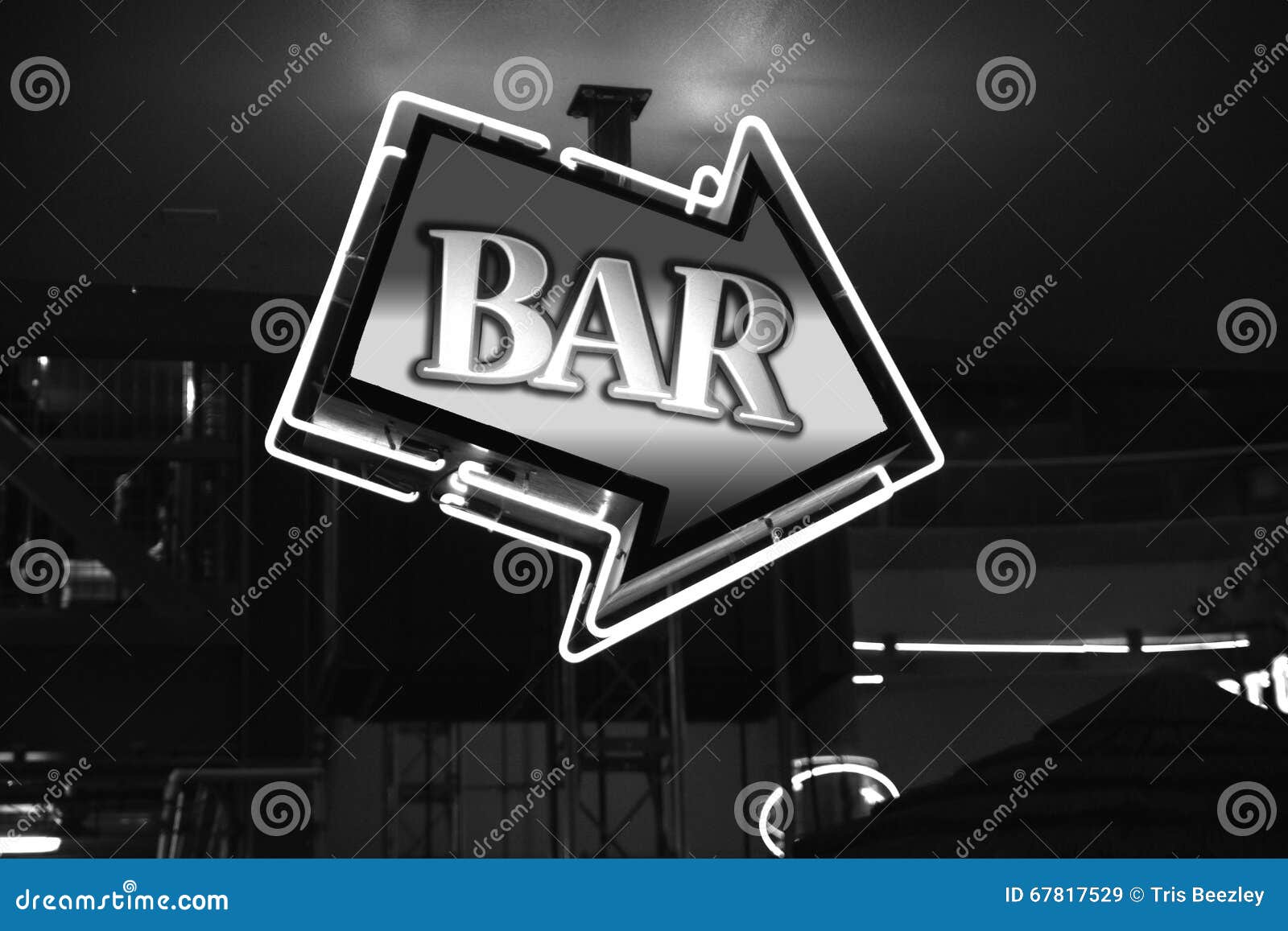 Black & White Bar Sign stock image. Image of night - 67817529