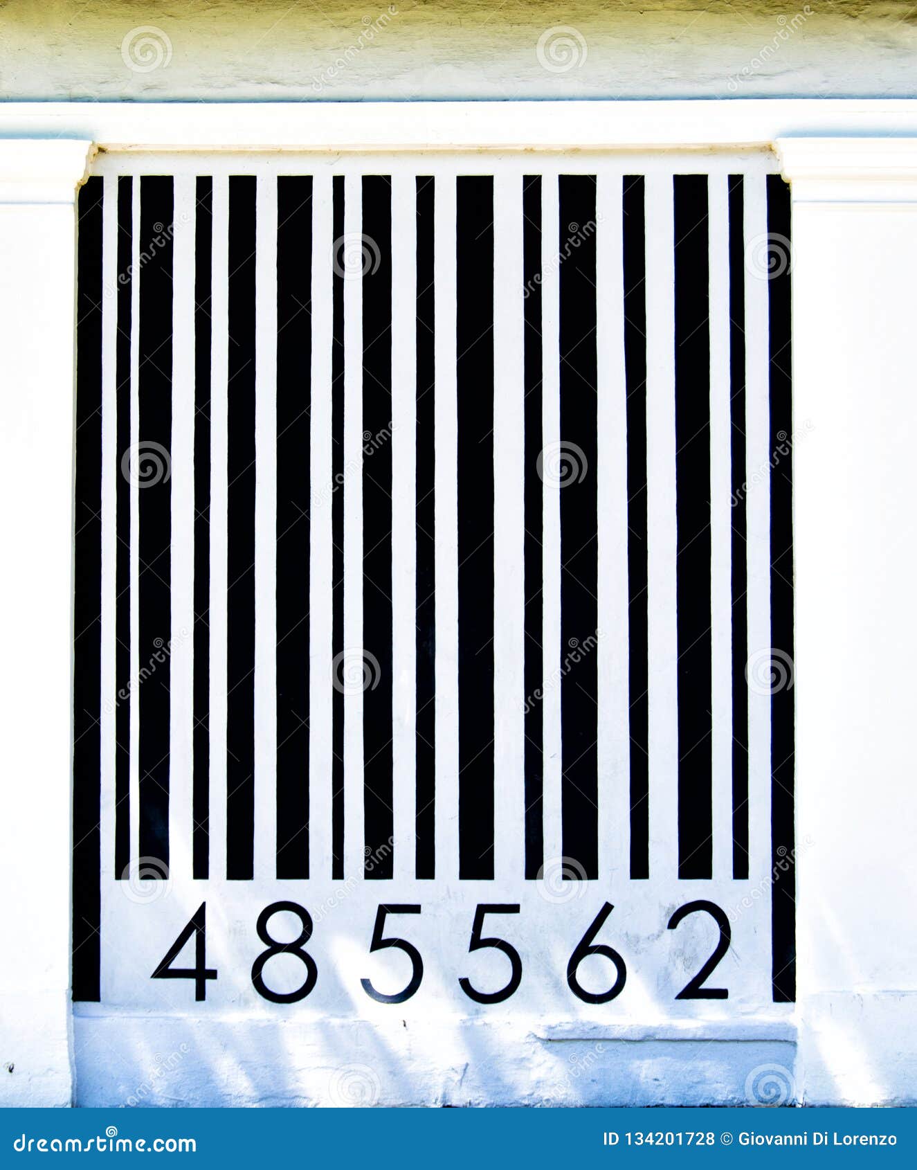Black and White Barcode Painted on a House Wall Stock Photo - Image of ...