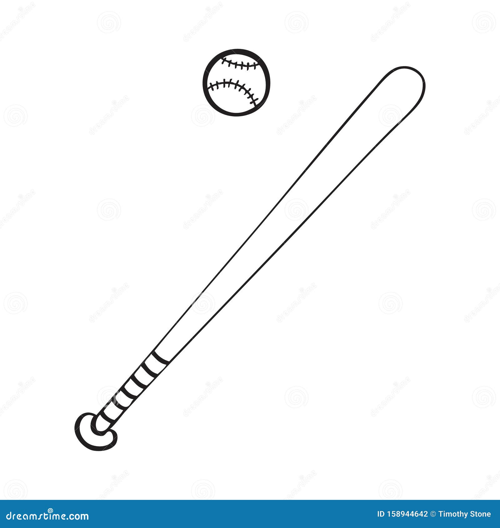 Black and White Baseball Bat with Ball Stock Vector - Illustration of ...