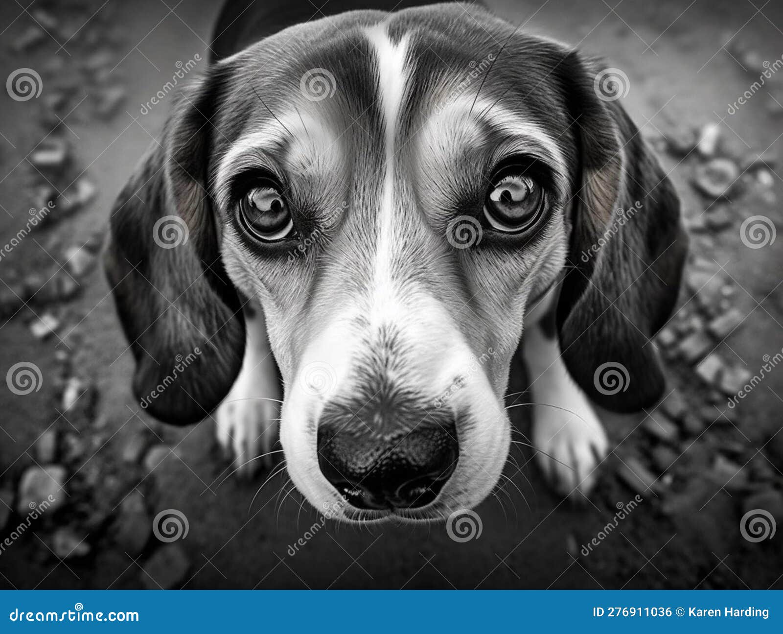 Black and White Beagle Staring into Camera Stock Illustration ...