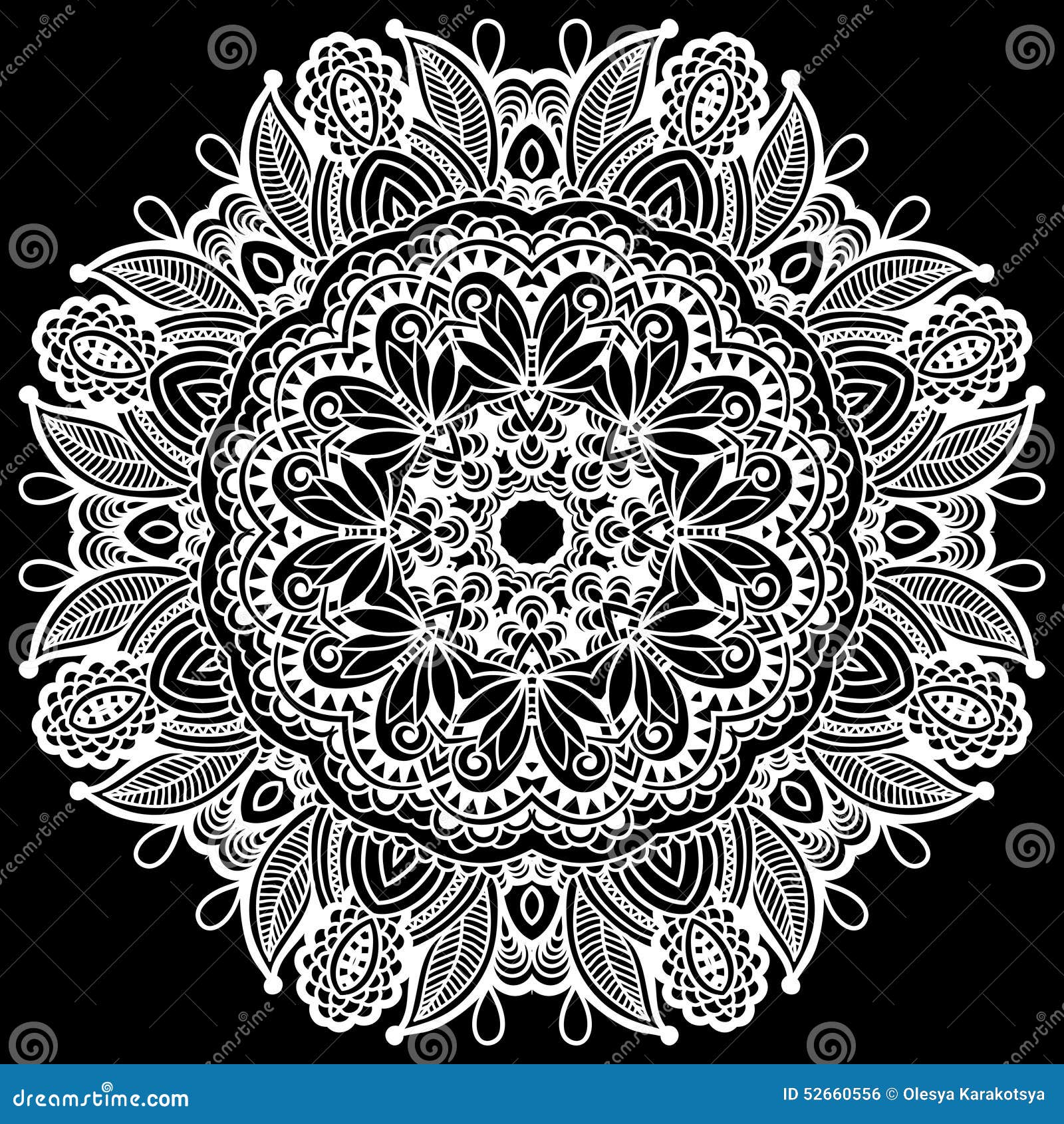 Black and White Beautiful Vintage Circular Pattern Stock Vector ...