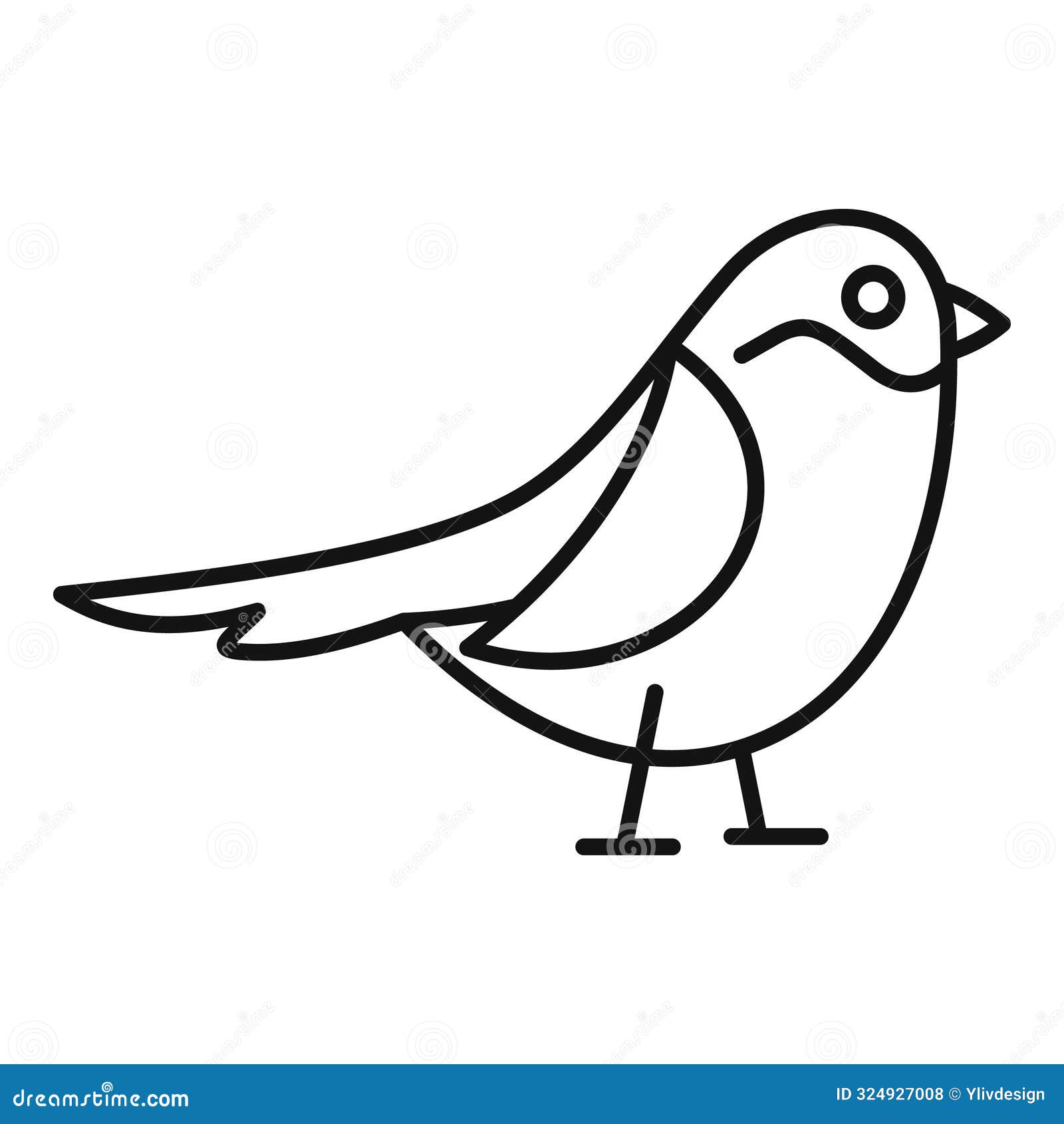 Black and White Bird Standing Side View Icon Stock Vector ...