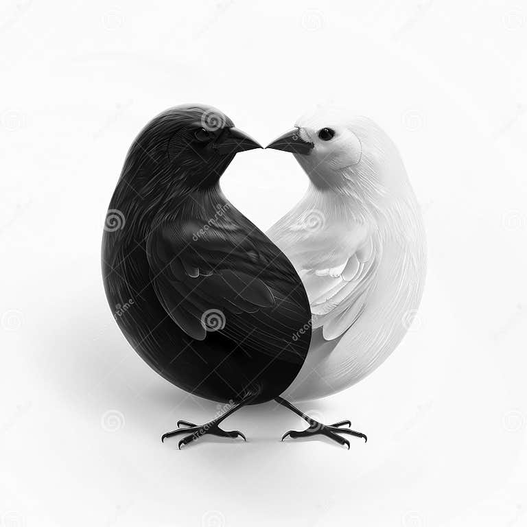 Black and White Birds on a White Background Stock Illustration ...