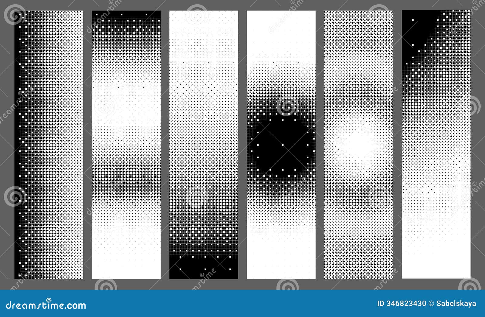 Black and White Bitmap Texture, Abstract Pattern Background Vector Set ...