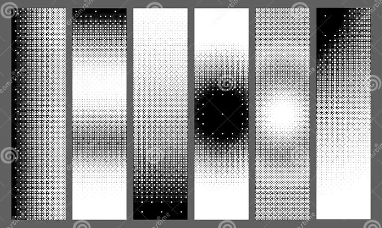 Black and White Bitmap Texture, Abstract Pattern Background Vector Set ...