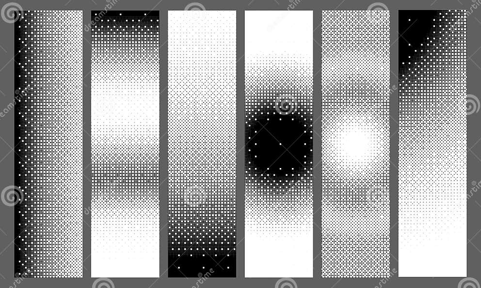 Black and White Bitmap Texture, Abstract Pattern Background Vector Set ...