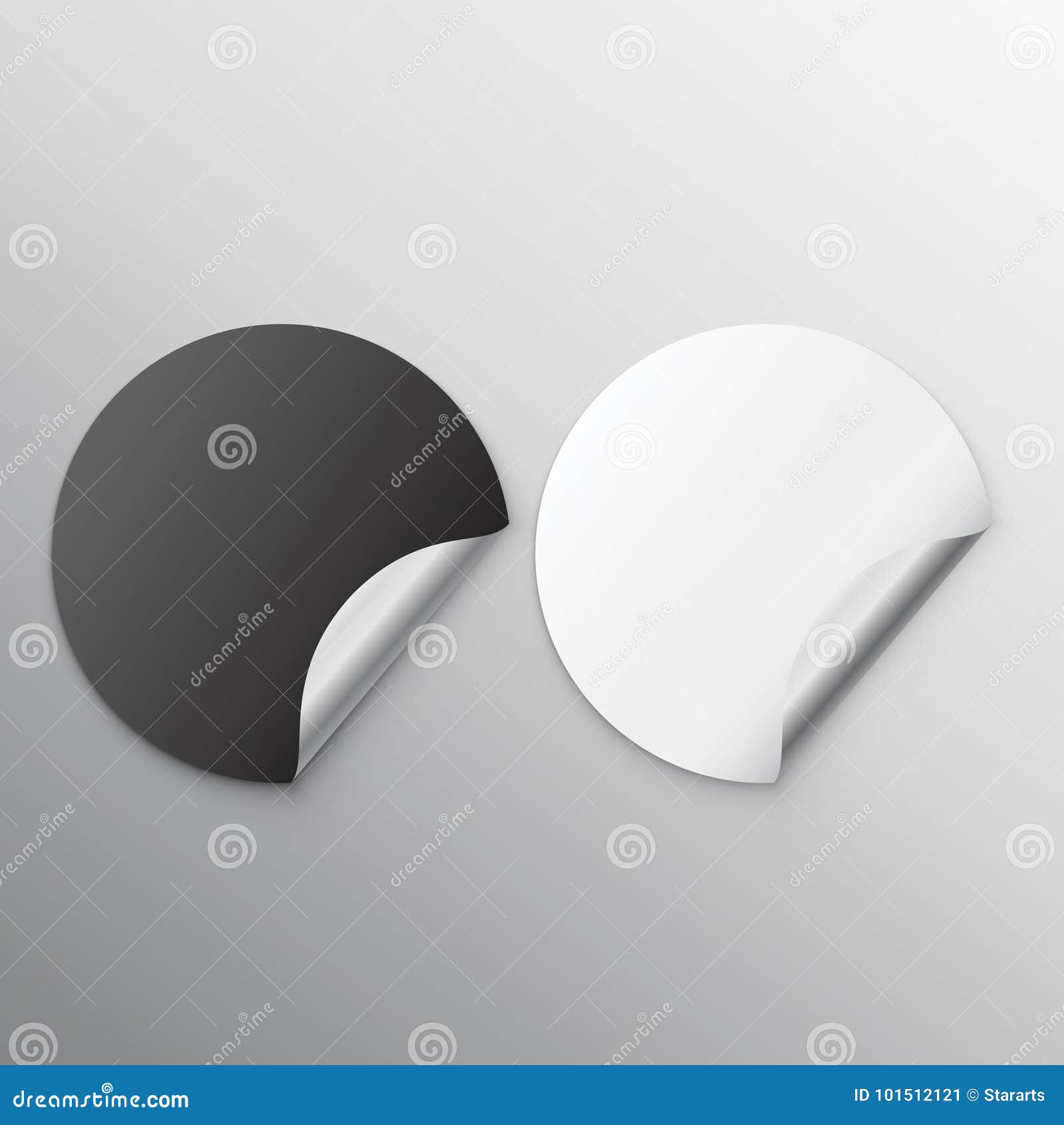 Black and White Blank Stickers with Curl Stock Vector - Illustration of ...