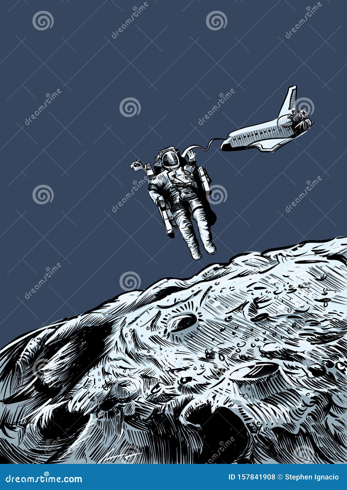 Man in space stock illustration. Illustration of blue - 157841908