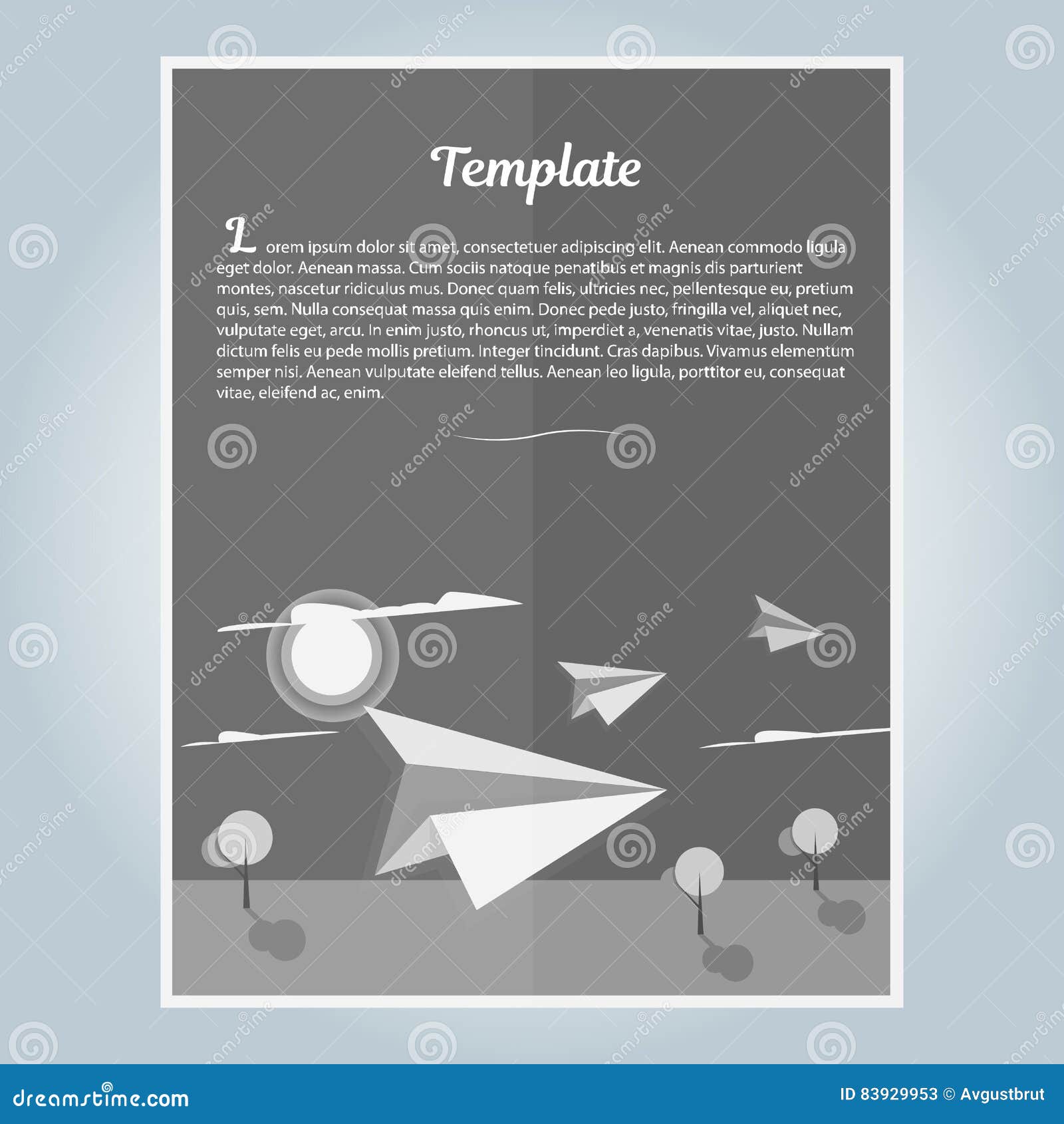 Black and White Booklet, Paper Airplane. Vector Illustration for Book ...