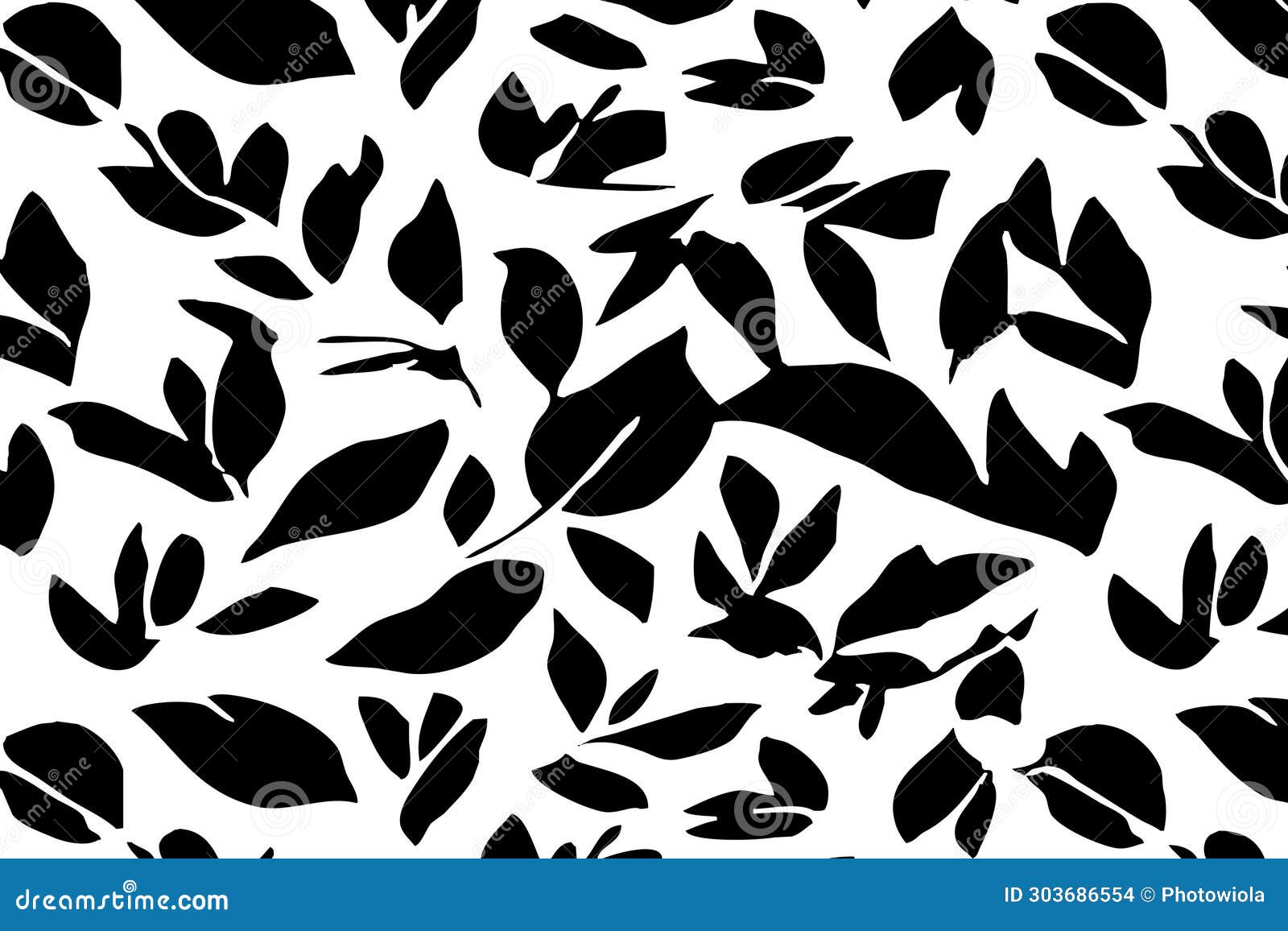 Black and White Botanical Pattern. for Use in Graphics, Materials. Abstract Plant Shapes Stock ...