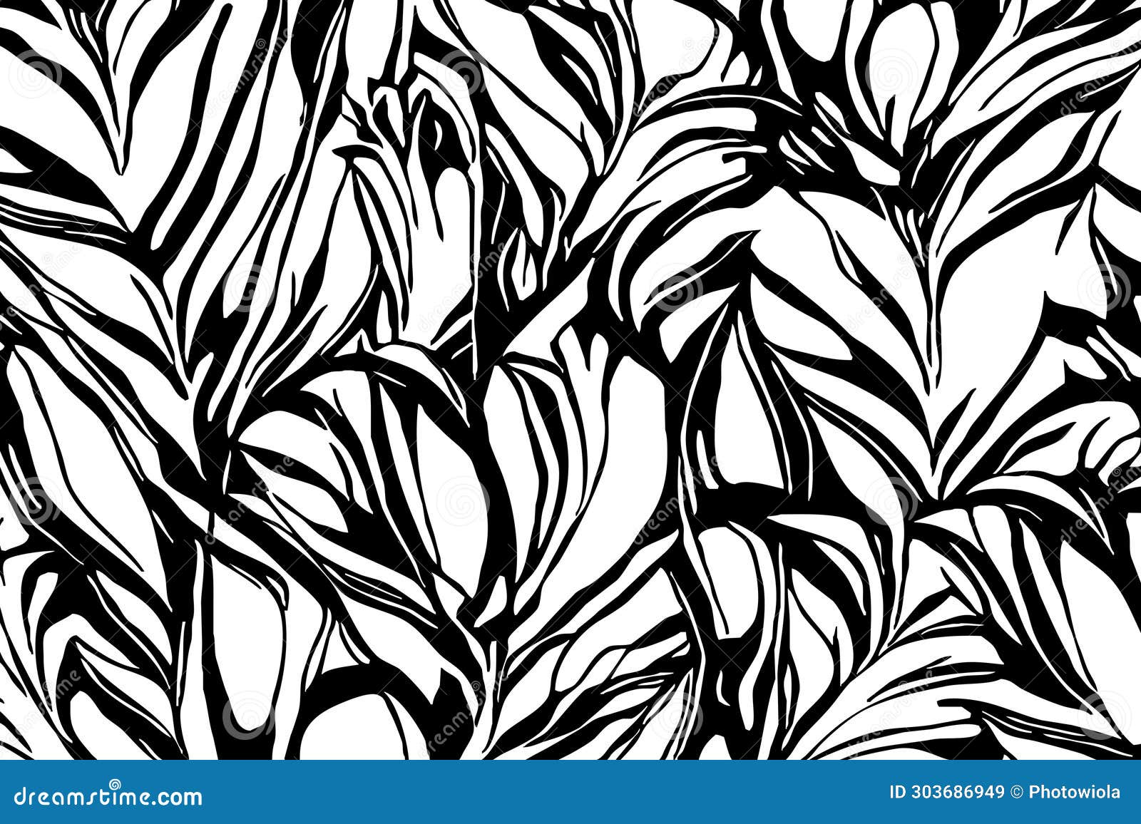 Black and White Botanical Pattern. for Use in Graphics, Materials. Abstract Plant Shapes Stock ...