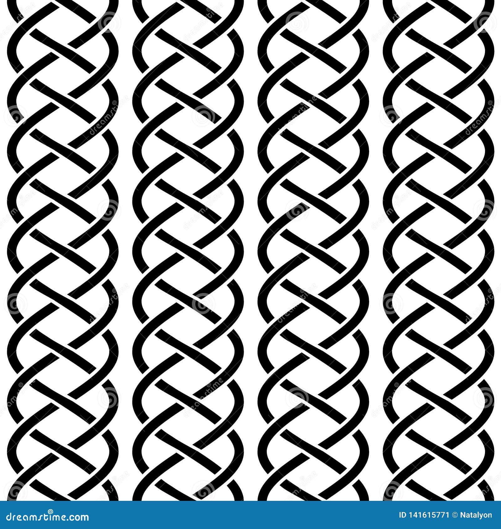 Black and White Braided Rope Celtic Knots Seamless Pattern, Vector ...