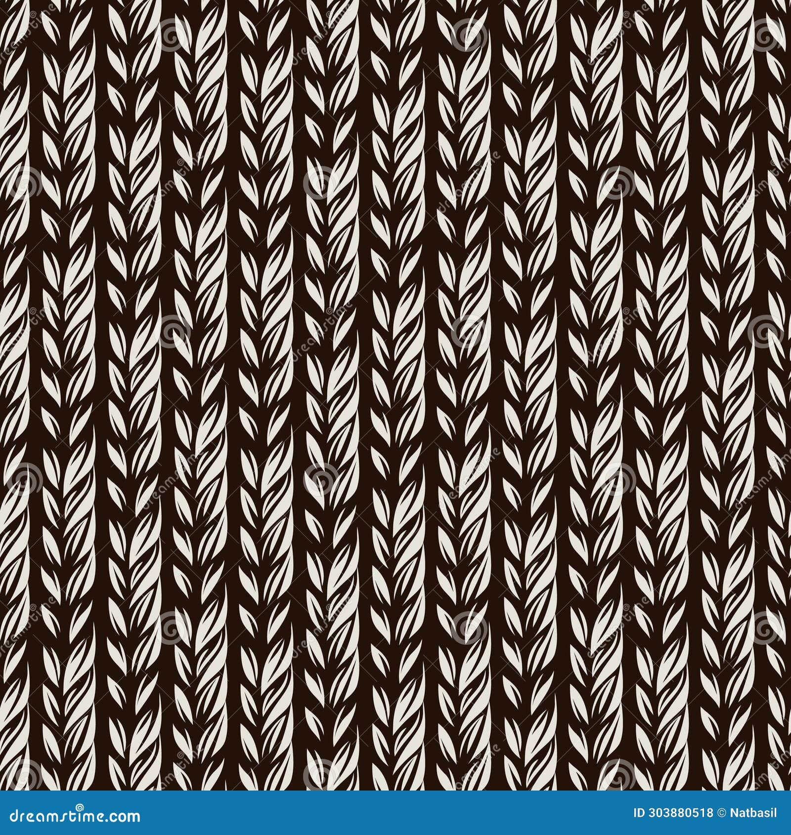 Black and White Braids Knitting Seamless Pattern Stock Illustration ...